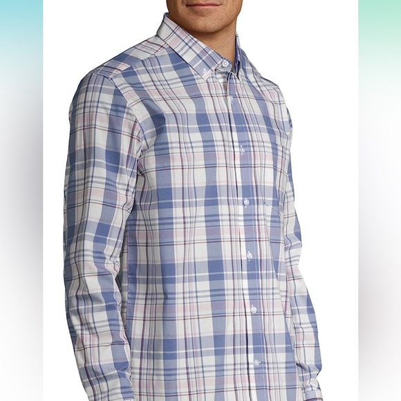 George | Shirts | George Mens Button Down Stretch Long Sleeve Blue And ...
